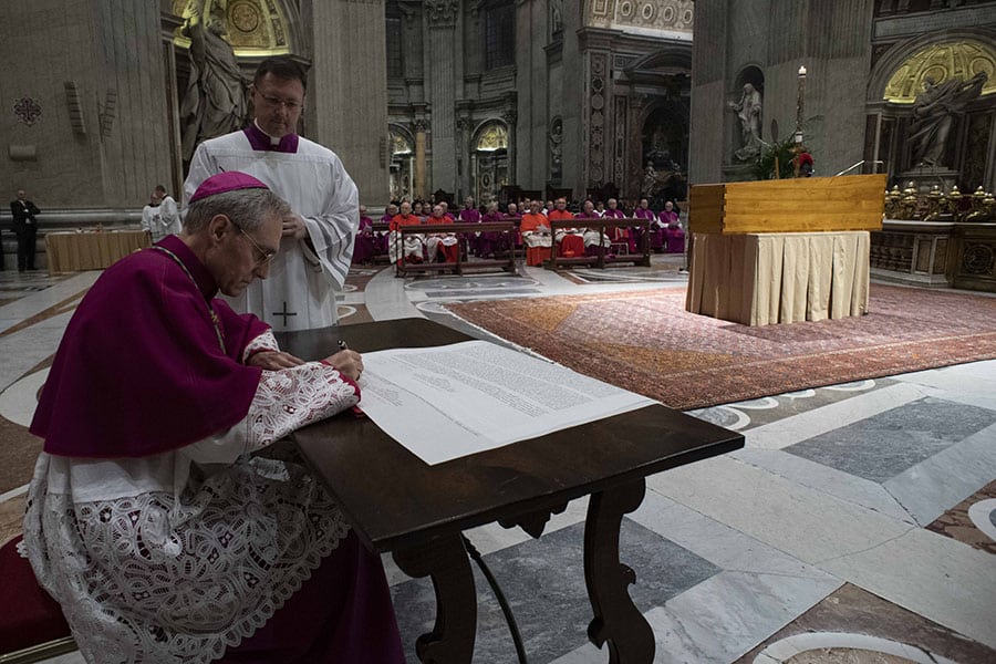 Scroll in Benedict's casket briefly summarizes his life and ministry ...