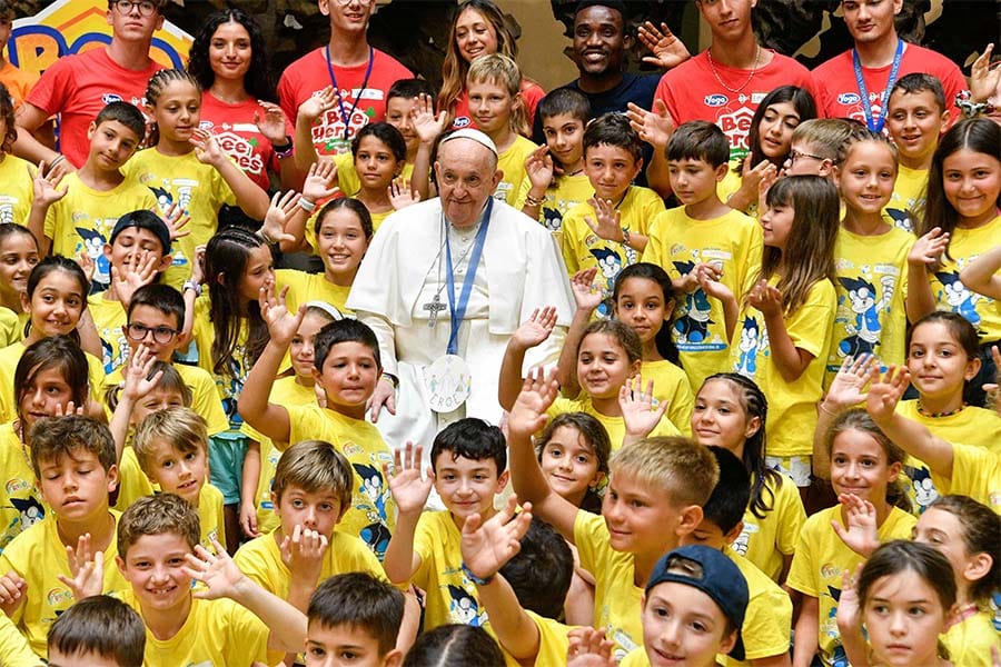 Pope visits summer camp for kids of Vatican employees - Catholic Review